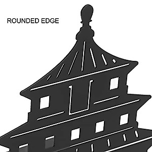 Cyrank Book Ends 4pcs, Black Hollowed Architecture Pattern Iron Bookends for Shelves Book End Book Ends to Hold Books for Desk Library Office(Palace)