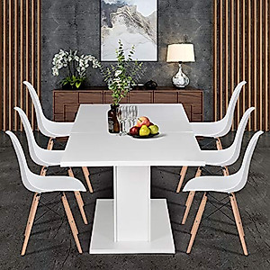 COZYCASA Dining Chairs Modern Style Dining Chairs Mid Century DSW Chair Shell Lounge Plastic Chair for Kitchen Dining Living Room Side Chairs Set of 6, White