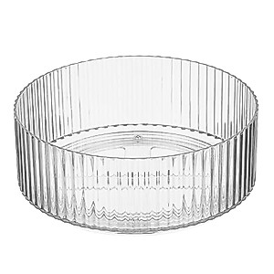 mDesign Fluted Lazy Susan Turntable Plastic Spinner for Kitchen and Bathroom Cabinet, Cupboard, or Countertop Organizing - Rotating Organizer for Condiments, Jewelry, Accessories - 9" Round - Clear