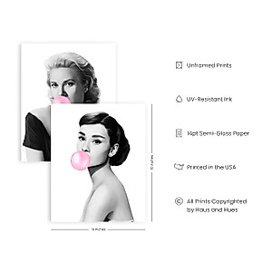 HAUS AND HUES Celebrity Wall Art Pop Art Wall Decor - Set of 4 Fashion Wall Art | Audrey Hepburn Poster, Marilyn Monroe Wall Art, Grace Kelly Poster, Elizabeth Taylor Pop Art Posters UNFRAMED 8"x10"