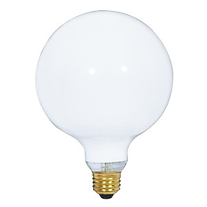 Satco S3003 100 Watt G40 Incandescent, Gloss White, Medium base, 120 volts (Pack of 4)