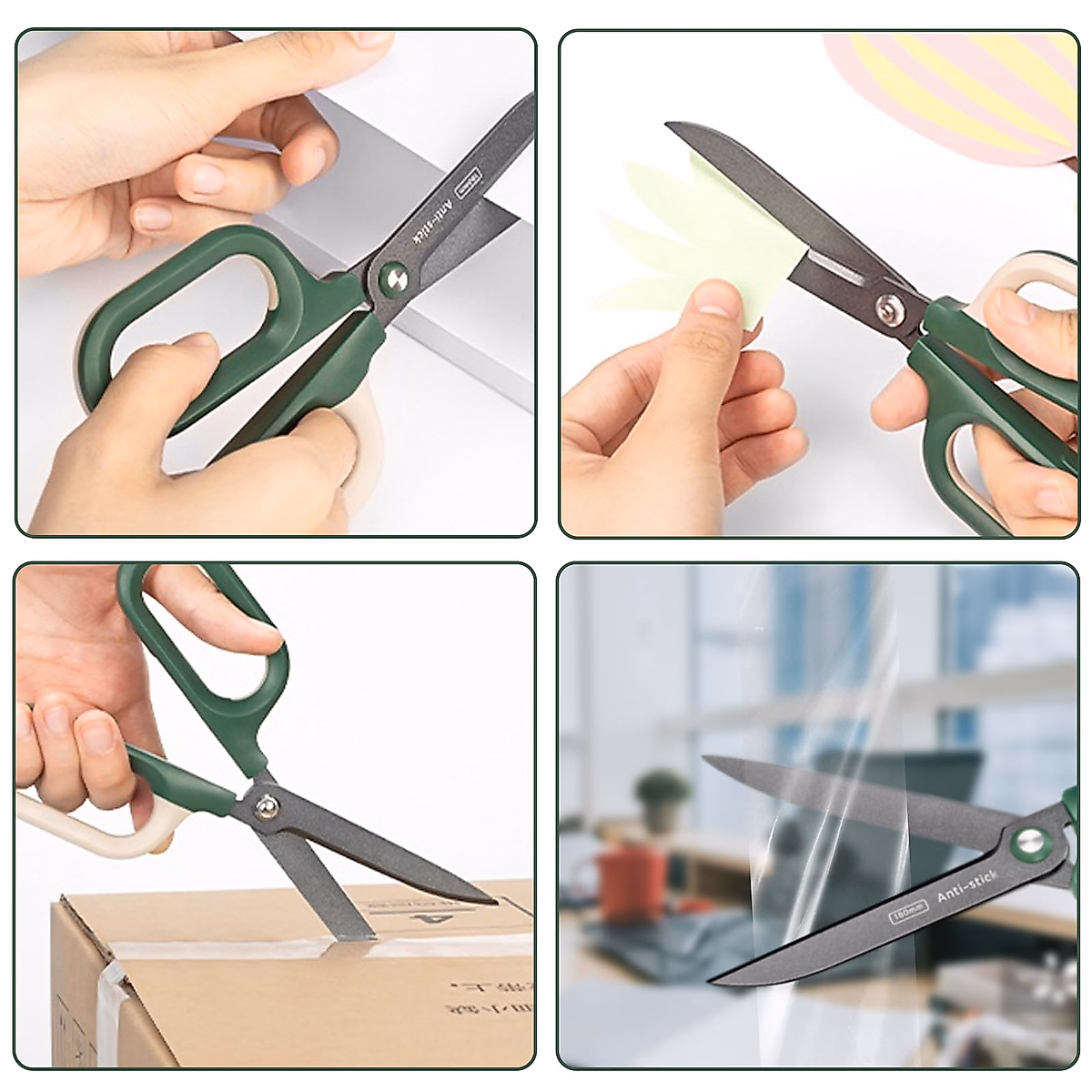Deli Scissors, Titanium Non-Stick Scissor, Stainless Steel All Purpose Scissors for DIY Art and Craft in Office, School and Home (Green)