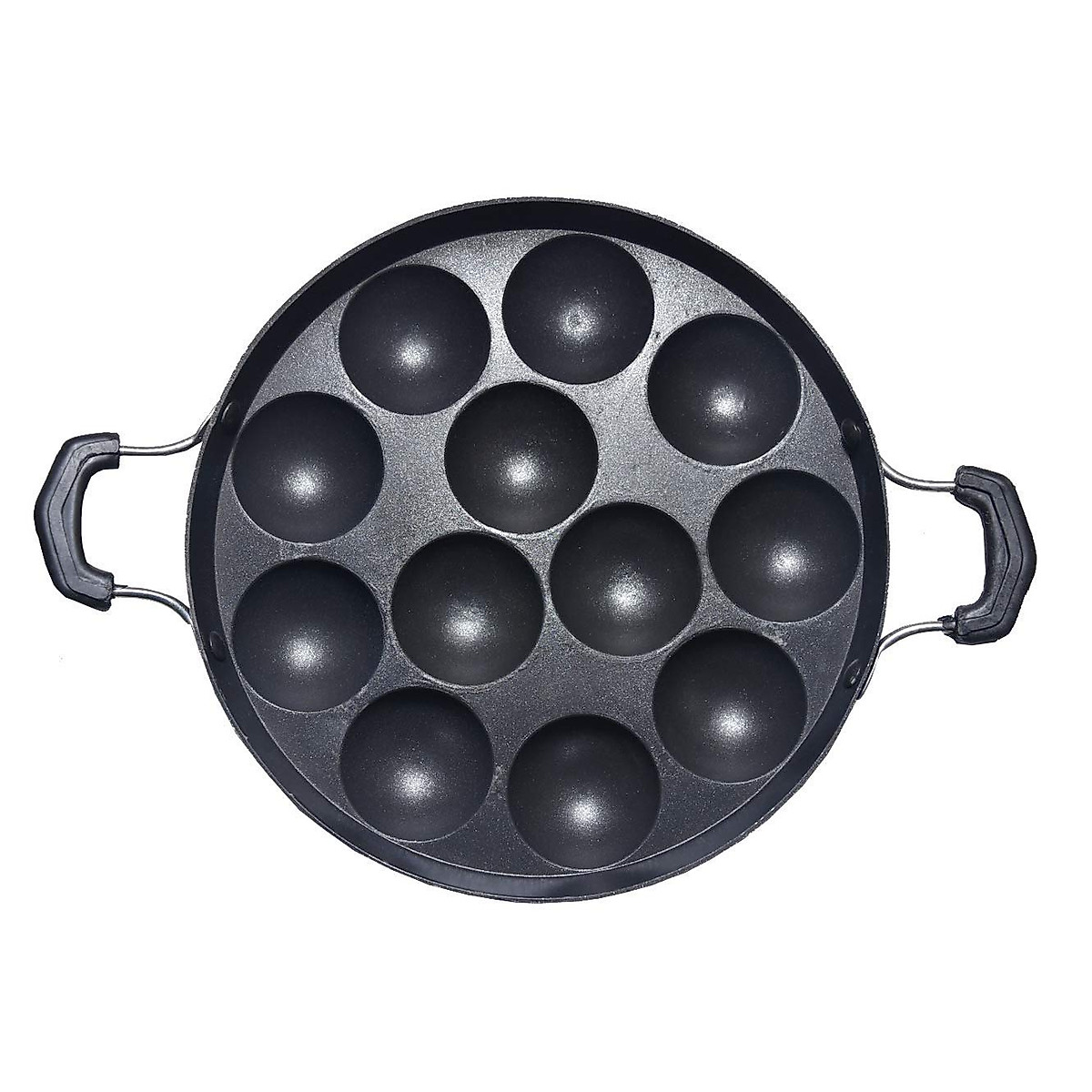 SRIYUG Non Stick Appam Maker 12 Cavity Appam Patra Pan with 2 Side Handle And Stainless Steel Lid