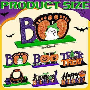 Threehoney 6 Pcs a Baby is Brewing Halloween Table Centerpiece Wooden Pumpkin Table Centerpiece Black Purple Witch Block Sign Halloween Baby Shower Decorations for Dinner Gender Reveal Party