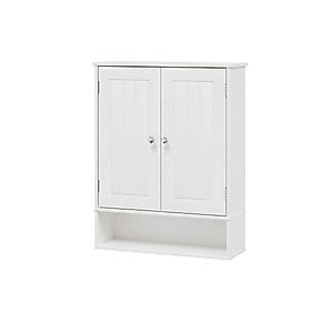 IANUE Bathroom Cabinet - Over The Toilet Storage Cabinet White Medicine Cabinet, Bathroom Wall Cabinet with 2 Doors and Adjustable Shelves, Small Wall Mounted Cabinet for Bathroom, Kitchen, Laundry