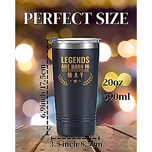 Onebttl Happy Birthday Tumbler For Men, Funny Birthday Gifts For Him, Boyfriend, Son, Husband, Dad, Son, Uncle–20 oz Stainless Steel Coffee Cup With Lid, Legends are Born in May