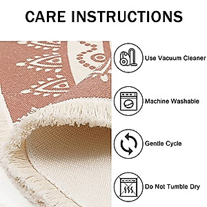 SHACOS 4 Ft Round Rug Boho Mandala Woven Cotton Area Rug Washable Chic Decorative Circle Rug with Tassels for Living Room Bedroom Kids Room (4 ft, Peacock Flower)