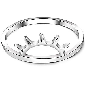 Jude Jewelers Stainless Steel Rising Sun Style Promise Statement Ring (Silver, 8)