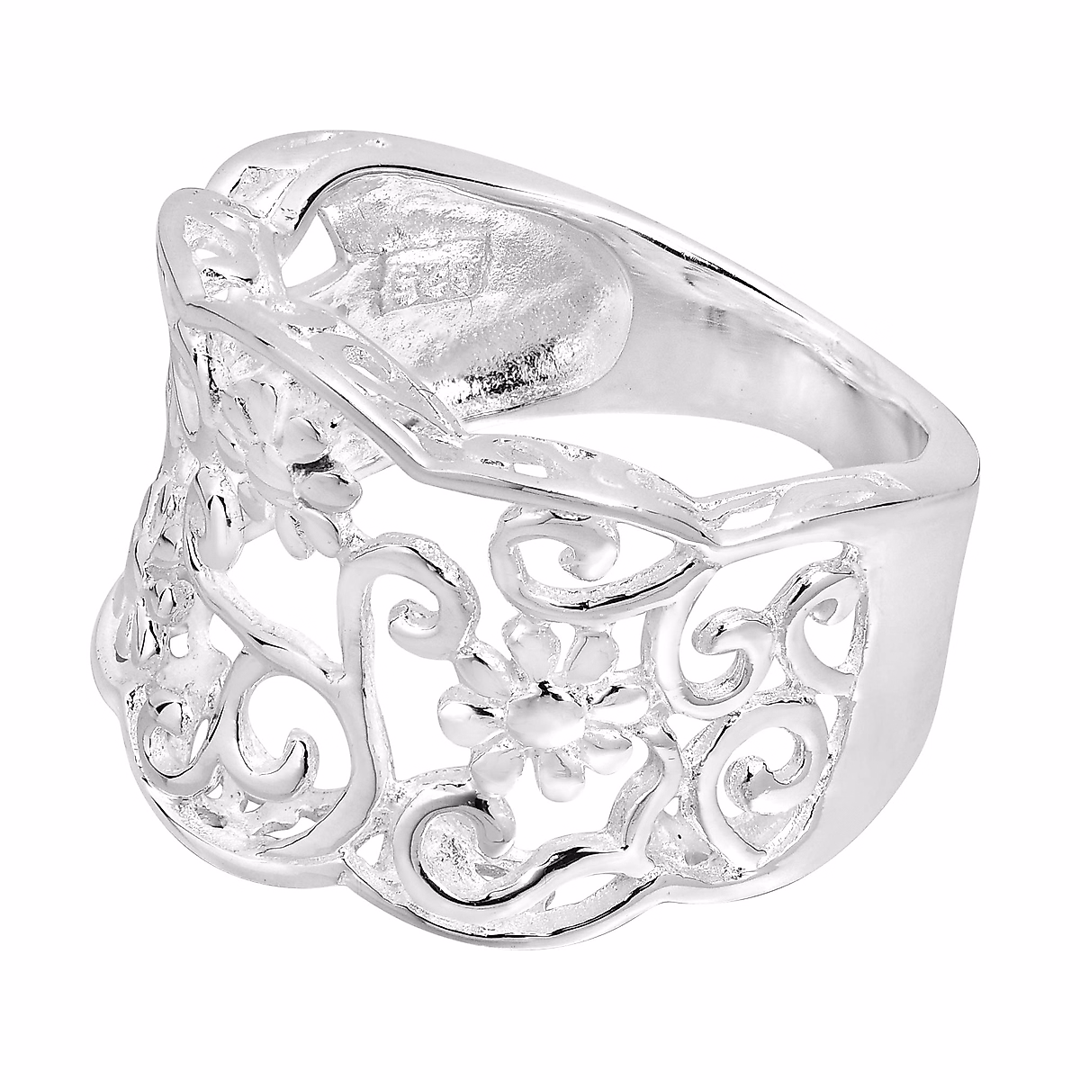 AeraVida Gorgeous Floral Filigree Vines .925 Sterling Silver Ring (10) | Vintage Silver Ring for Women | Fashion Jewelry