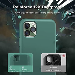 TOCOL 5-in-1 iPhone 11 Pro Max Case: 2 Screen & Camera Protectors, Liquid Silicone, Shockproof, 6.5'' Midnight Green