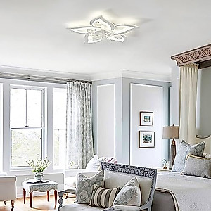 Low-Profile Flush Mount Ceiling Fan with Lights, Modern Dimmable Ceiling Fan Light APP & Remote Control, Reversible Motor, 7 Blades Fan Lights for Kitchen Bedroom Living Room
