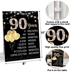 90th Birthday Party Signs with Paper Holder - 2pc Black Gold Vintage 1933 Birthday Party Table Signs Decorations for Happy Birthday Party Activities Celebration Reception Table Supplies - taogold09