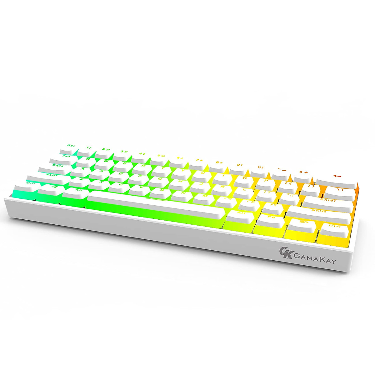 GK GAMAKAY MK61 RGB Pudding Keyboard, 61 Keys Gateron Optical Switch PBT Pudding Keycaps, Hot Swappable Backlit Ultra-Compact Wired Gaming Keyboard for Windows Mac PC Gamers (Brown Switch, White)