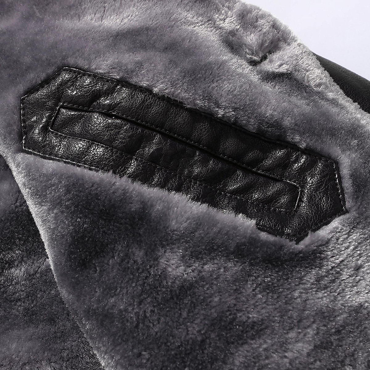 Hatop Men's Winter Fleece Jacket Sherpa Lined Faux Leather Jacket Warm Outwear Coat with Fur Collar, Black, 3X-Large