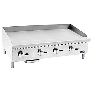 Commercial Natural Gas Griddle, Cook Rite Heavy Duty Stainless Steel Flat Top Countertop Restaurant Griddle Grill 48" - 120,000 BTU