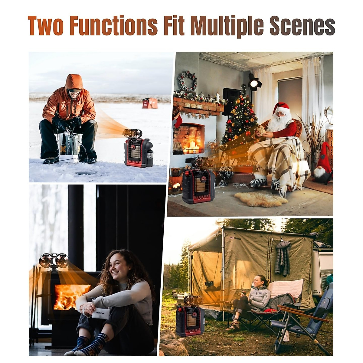 CRSURE Wood Stove Fan for Buddy Heater, Heat Powered Fireplace Fan with Meganect Thermometer, Dual Motors Fan for Mr Heater, Gas/Pellet/Wood/Propane Log Burner Stove, Non Electric