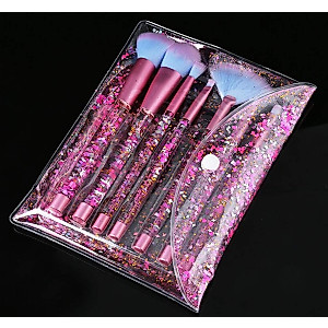Unicorn Fan Makeup Brush Set,Crystal Sparkles Blush Powder Fan Lip Eye Shadow Eyebrow Eye Blender Brush in Set