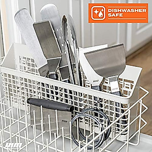 OUII Flat Top Griddle Accessories Set for Blackstone and Camp Chef Griddle - 9 Pieces Set with Griddle Cleaning Kit and Carry Bag! Metal Spatula, Scraper for Hibachi Grill and Teppanyaki Grill