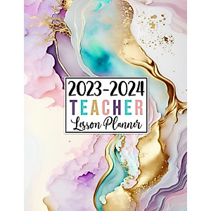 Teacher Lesson Planner 2023-2024: Large Weekly and Monthly Teacher Organizer Calendar | Lesson Plan Grade and Record Books for Teachers (Cute Pastel Abstract Cover)