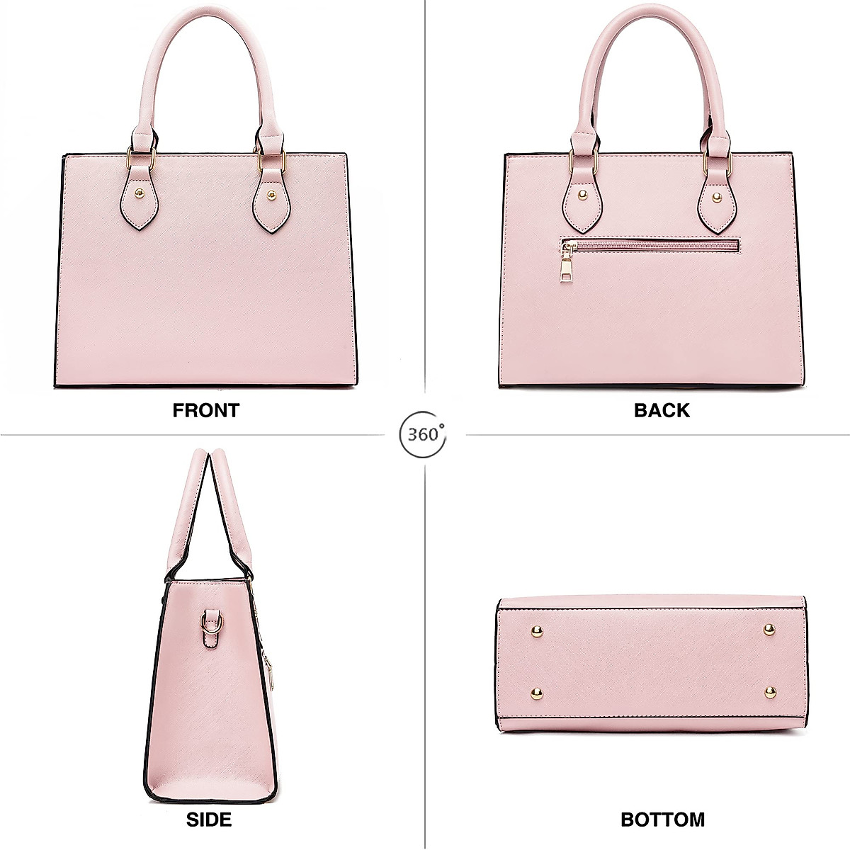 CHICAROUSAL Crossbody Purses and Handbags for Women PU Leather Tote Top Handle Satchel Shoulder Bags (Light Pink)