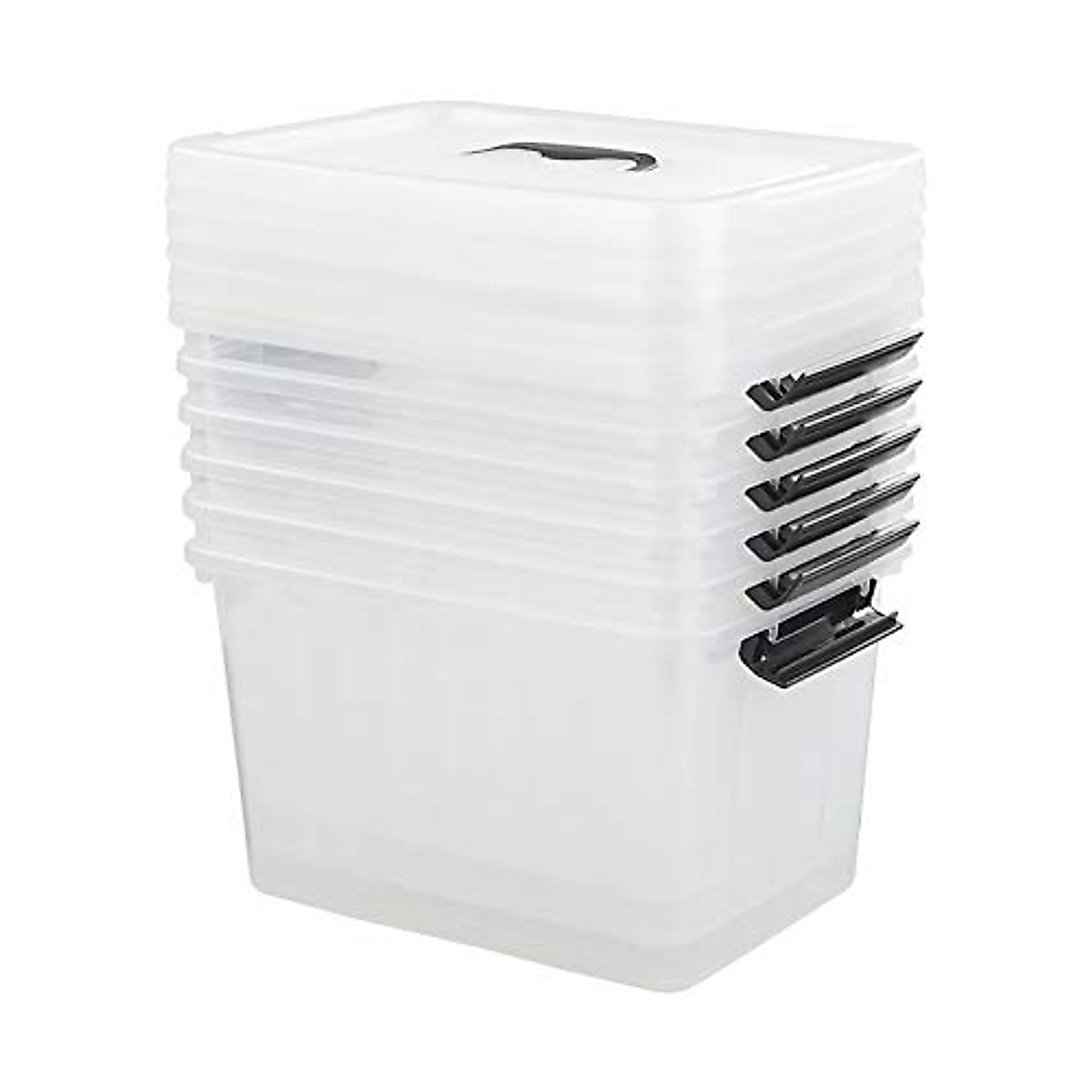 Nesmilers 6-pack Latch Storage Boxes with Lids and Handles, Clear Plastic Box Bin, 10 Liters