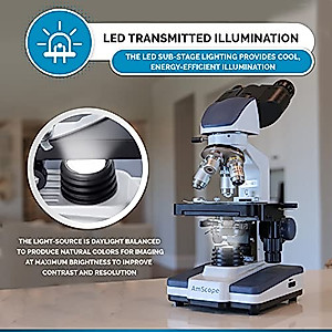 AmScope - 40X-2500X LED Digital Binocular Compound Microscope with 3D Stage + 3MP USB Camera