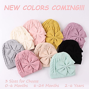 Baby Girl Winter Hat Cute Bow Baby Beanie Warm Knitted Hats for Infant Toddler Girls (White, S)