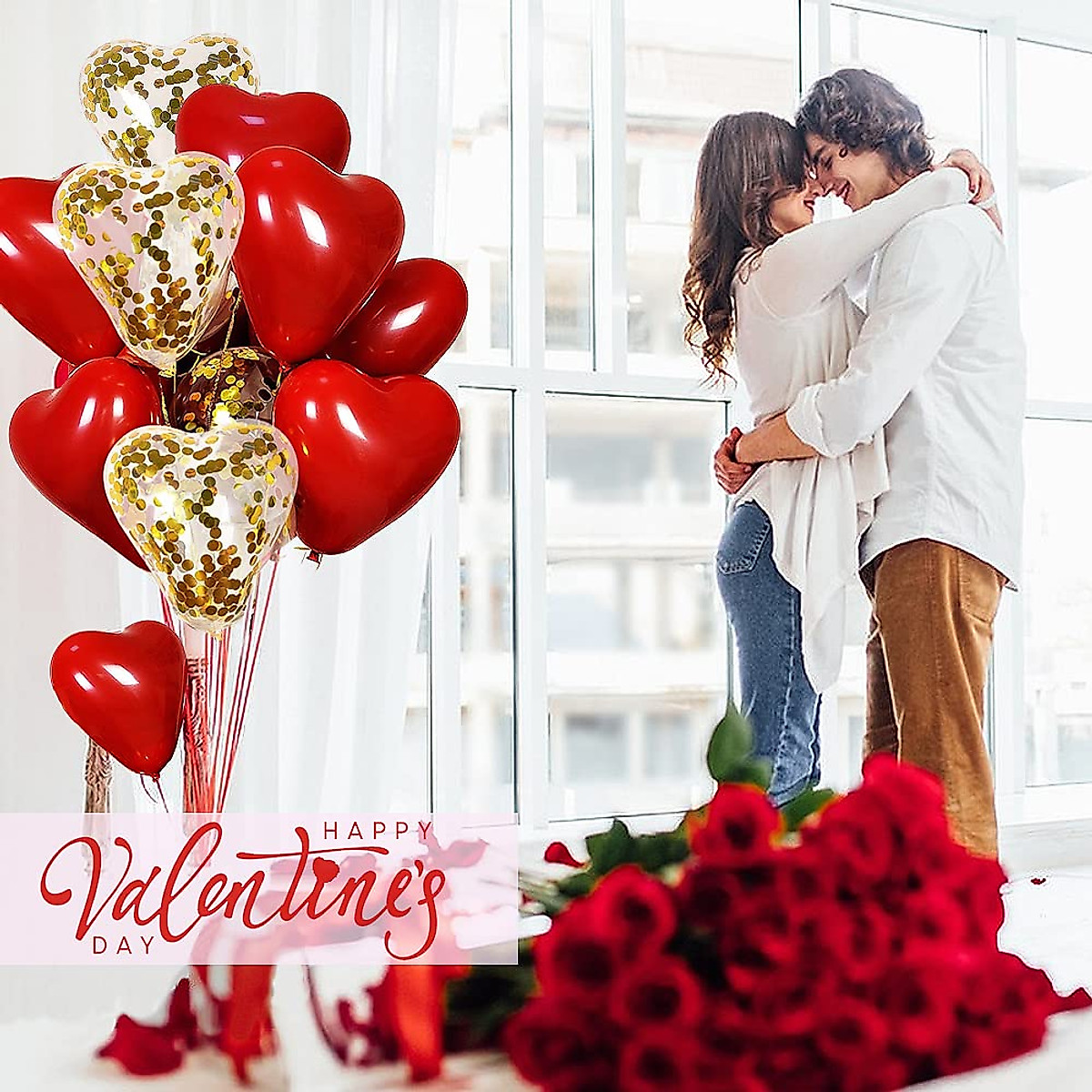 Red Heart Shaped Latex Balloons for Valentine's Day Engagement Wedding Party Decorations(12inch)