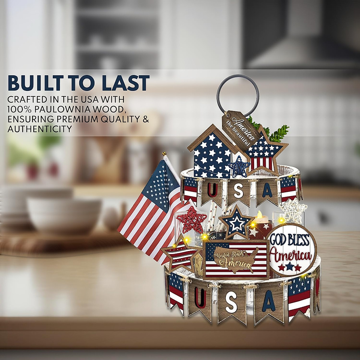 AONEHOME 2 Tiered Tray Stand, White Tiered Tray Decorative Trays – 2 Tier Cupcake Stand - 2 Tier Serving Tray - Tiered Tray Decor