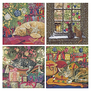 A Rare Breed Cat Christmas Cards, 8 Designs Multipack, Traditional Tabby and Ginger Cats Xmas Card Recyclable, Happy Holidays.