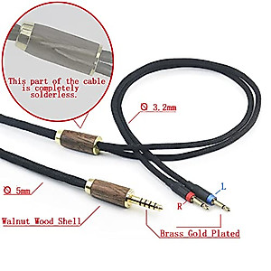 NewFantasia 4.4mm Balanced Cable 6N OCC Copper Silver Plated Cable for Monolith M1060, M1060C, M565, M565, for AudioQuest Nighthawk Headphone Walnut Wood Shell (2X 2.5mm Version)