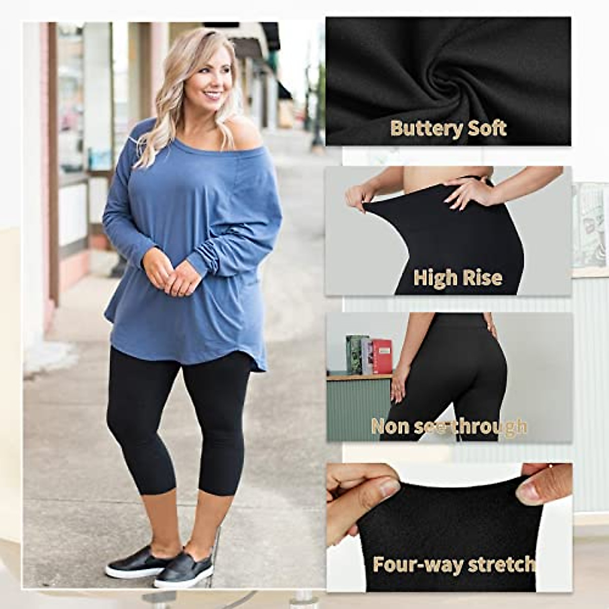 HLTPRO 3 Pack Plus Size Leggings for Women(X-Large - 4X)- High Waist Stretchy Buttery Soft Pants for Workout Running Yoga