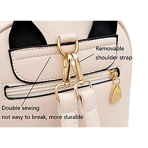 RUISUER Backpack Purse for Teen Girls Mini Backpack for Women Cute PU Leather Bookbag Small Shoulder Bag Handbag White