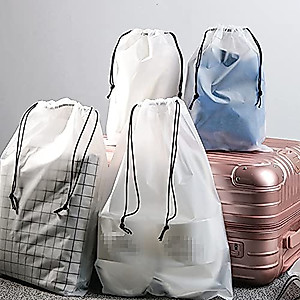 20 Pieces Matte Translucent Travel Portable Shoes Storage Bags Organizer with Drawstring Travel Storage Bag (4 Different Sizes)