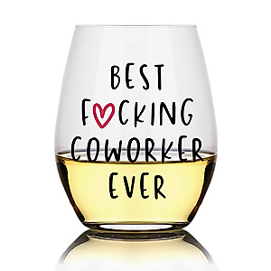Perfectinsoy Best Coworker Ever Wine Glass, Funny Coworker Gift For Her, Women, Wife, Sister, Mother, Aunt, Grandma, Son, Daughter, Husband, Friend Leaving or Going Away Present for Men and Women