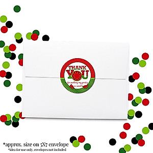 Red Watermelon Birthday Party Thank You Sticker Labels, 40 2" Party Circle Stickers by AmandaCreation, Great for Party Favors, Envelope Seals & Goodie Bags