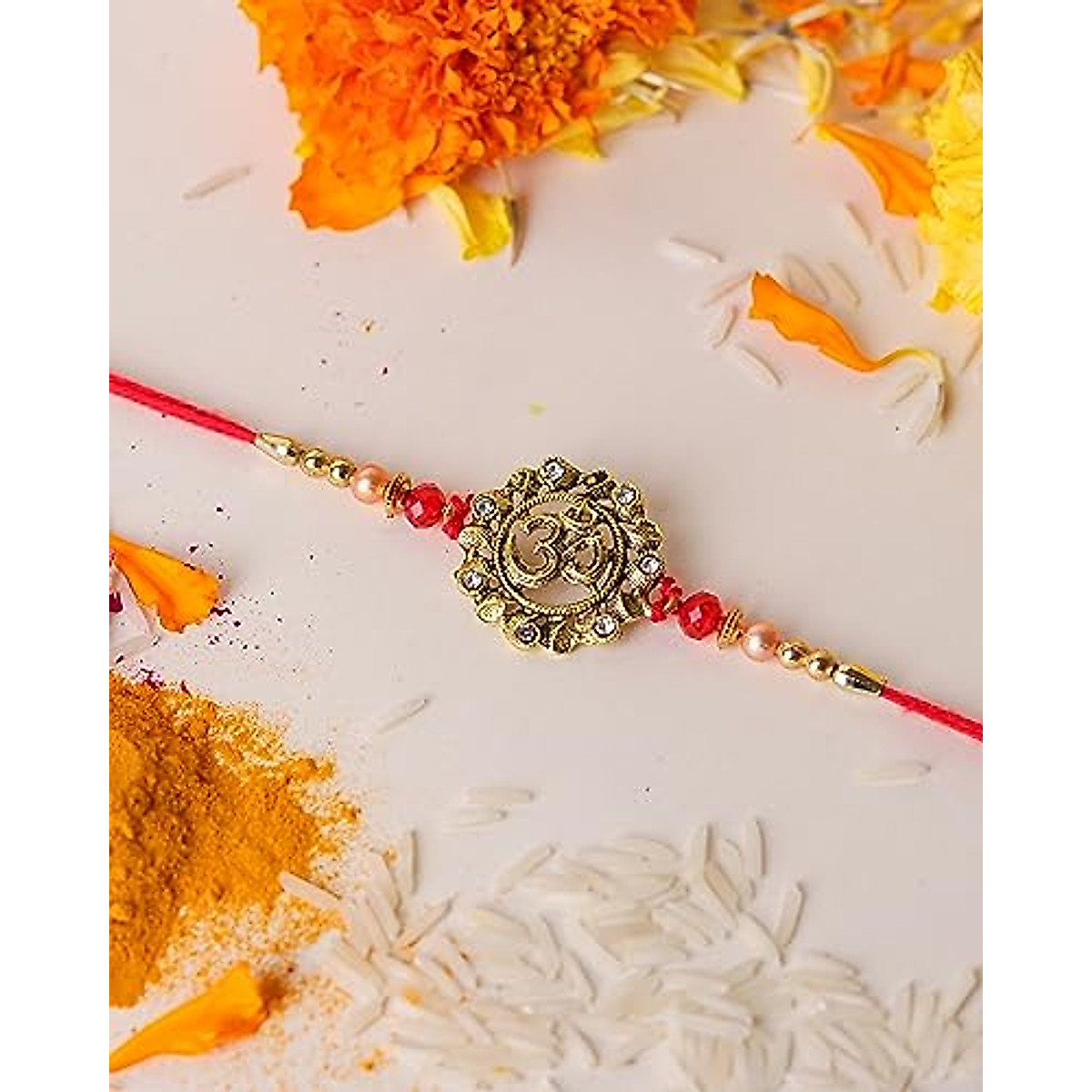 CHERKRAFT Rakhi Thread for Brother Men/Boy - Designer Rakhi with OM Symbol for Rakshabandhan (Pack of 1) (Design 2)