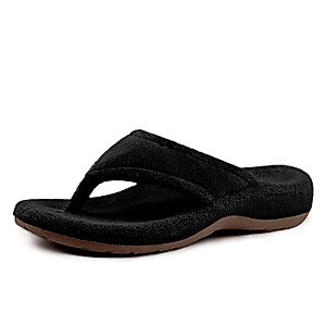 BCSTUDIO Women's Flip Flop Slippers with Arch Support Spa Thong slippers Orthotic Insole Fuzzy Slides Indoor Outdoor Size 11, Black