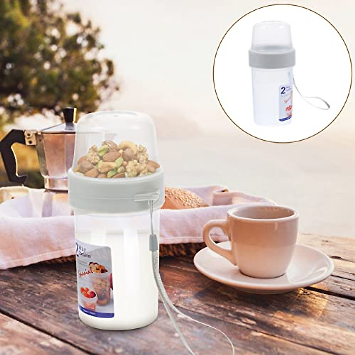 Zerodeko Breakfast on The Go Cups Portable Yogurt Cups Large Capacity Sealed Double Layer Food Container for Cereal Oatmeal Fruit