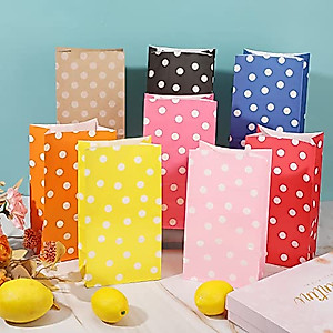 120 Pack Party Favor Bags Goodie Bags Dot Party Bags Polka Dot Paper Bags 12 Colors Treat Bags Paper Goody Bags Small Gift Bags for Kids Birthday Party Wedding Supplies, 5.1 x 3.1 x 9.4 Inch, Colorful