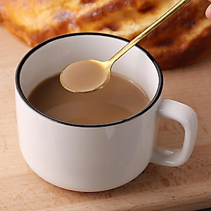 HANSGO 14PCS Coffee Spoons Set, 6.7 Inches Gold Tea Spoons, Stirring Spoons, Gold Spoons Long Handle, Long Spoons for Stirring, Cocktail Coffee Bar Accessories