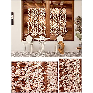 2pcs 11.8ft Artificial Cherry Blossom Flower Vines Fake Flower Garland Outdoors Hanging Silk Flowers Vines for Home Decor Pink Room Decor Wedding Party Japanese Kawaii Decor