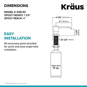 KRAUS Boden Kitchen Soap and Lotion Dispenser in Chrome, KSD-53CH