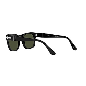 Persol PO3269S Square Sunglasses, Black/Green, 52 mm