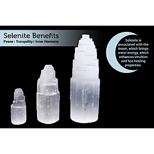 Selenite Crystal Tower for Reiki, Healing, and Energy Charging | Made in Morocco | Selenite Iceberg Charging Towers Crystal Skyscraper (2 Inch)