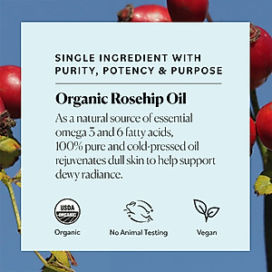 Sky Organics Organic Rosehip Oil (1oz) Cold-Pressed Rosehip Seed Oil, Anti-aging Face Oil, Antioxidant Face Oil, 100% Pure Anti-Aging Rosehip Seed Oil for Radiant Skin, Hair and Acne