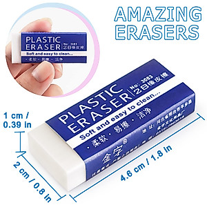 Tamaki 6 Pack Pencil Erasers, Large White Erasers for School Office, Art Erasers for Drawing