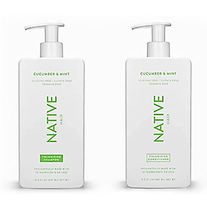 Native Shampoo and Conditioner Set | Sulfate Free, Paraben Free, Dye Free, with Naturally Derived Clean Ingredients| 16.5 oz (Cucumber & Mint Set)