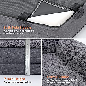 Sivomens Dog Bed, Bolster Washable Dog Beds for Large Dogs, 7 Inch Thicken Orthopedic Sofa Foam Couch Bed with Removable Cover & Nonskid Bottom, Pet Beds for Medium&Small Dogs