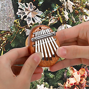 Elejolie Mini Kalimba 8 Key Thumb Piano Exquisite Finger Piano Portable for Beginner Kids Adult,Musical Marimba with Pendant Gift for Christmas/Xmas/Thanksgiving Day Brown